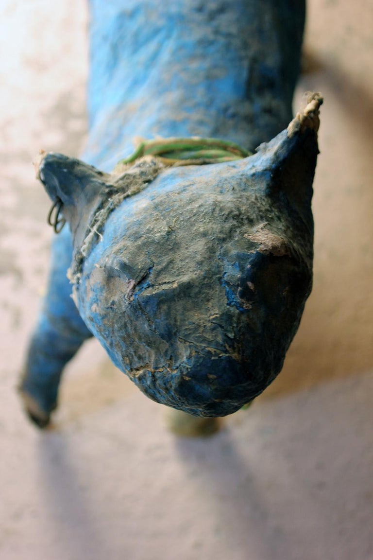 20th Century Papier-Mâché Blue Painted Model of a Cat, circa 1992 at ...