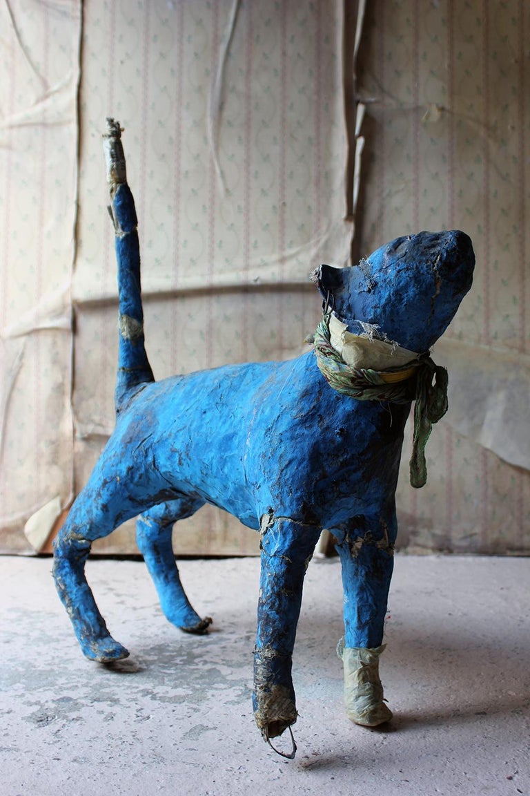 20th Century Papier-Mâché Blue Painted Model of a Cat, circa 1992 at ...