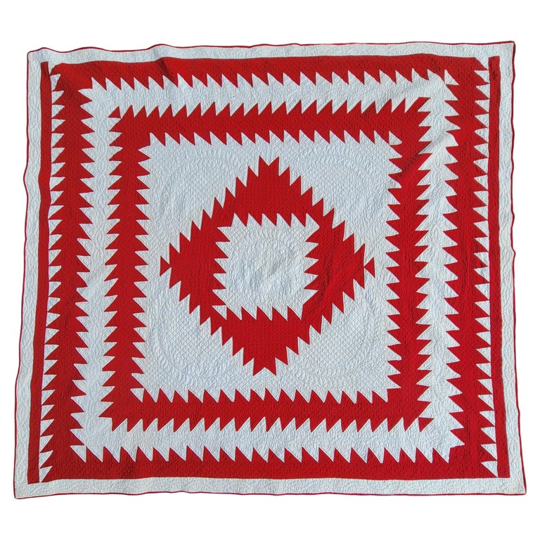 20thC Red and White Saw Tooth Diamond from Pennsylvania at 1stDibs