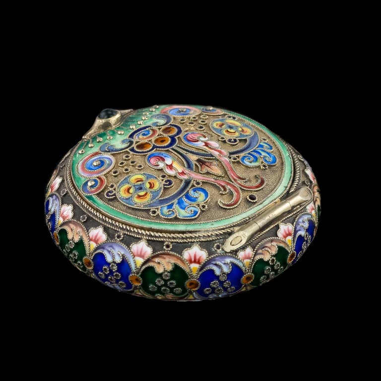 20thC Russian Solid Silver and Pictorial Enamel Pill Box, 11th Artel, c ...