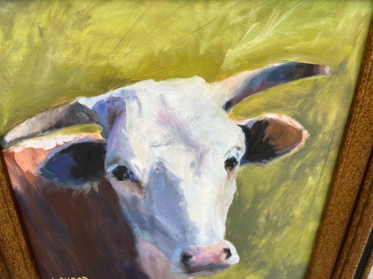 20thc Signed Cow Oil Painting Listed Artist For Sale at 1stDibs