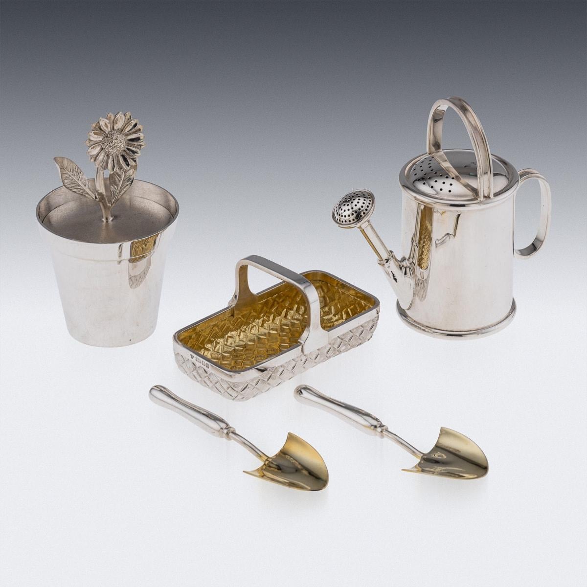 20thC Solid Silver Novelty Five-Piece 'Gardening' Condiment Set ...