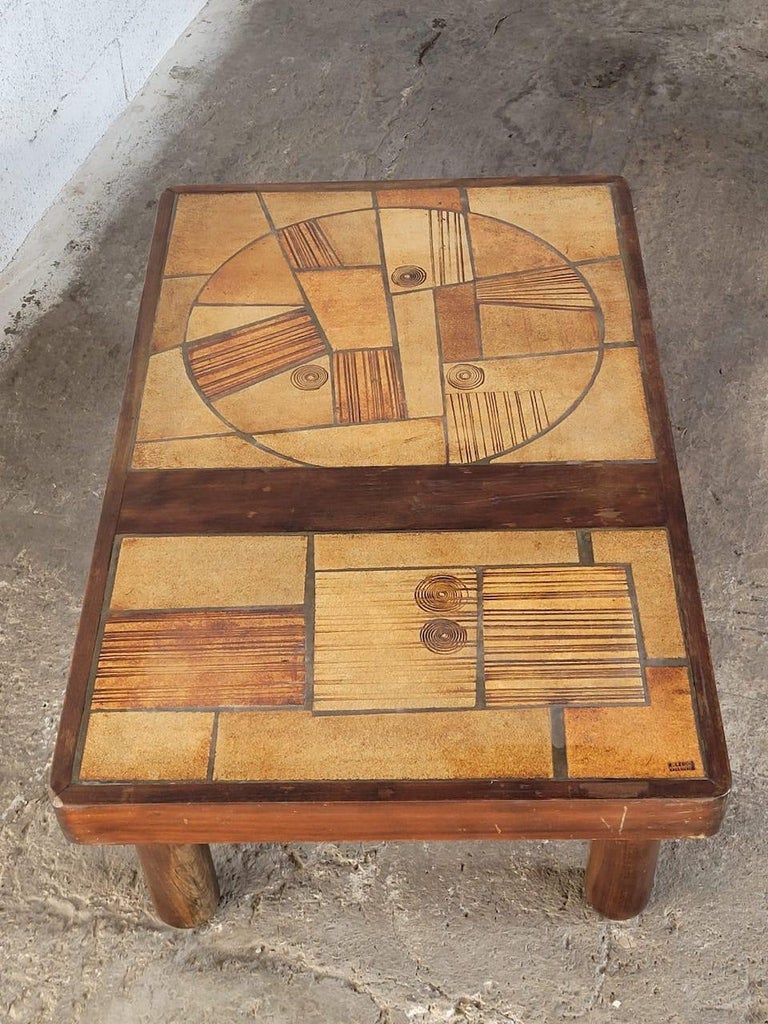 Table basse Raymonde Leduc Vallauris en céramique du XXe siècle, 1950 ...