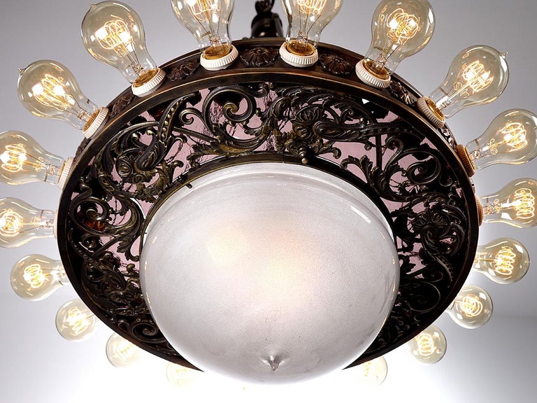 21-Bulb Marquee Chandelier, Unique Tipped Shade at 1stDibs