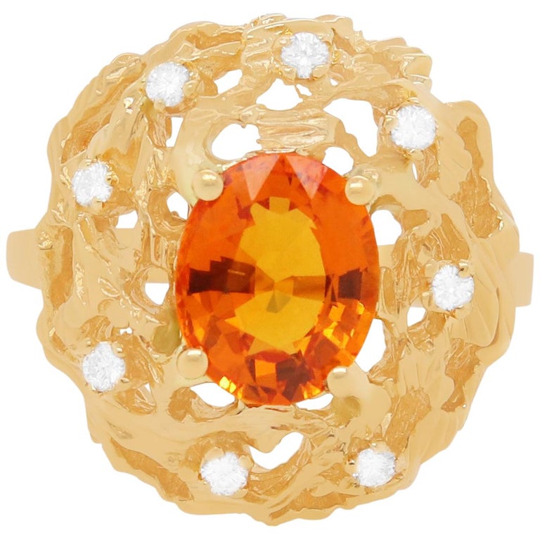 2.1 Carat Sunset Topaz and Diamond Ring For Sale at 1stdibs