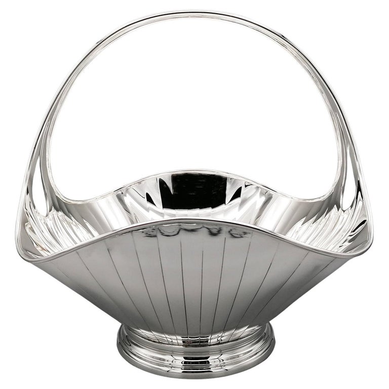 21° Century Italian Sterling Silver Basket with Handle For Sale at ...