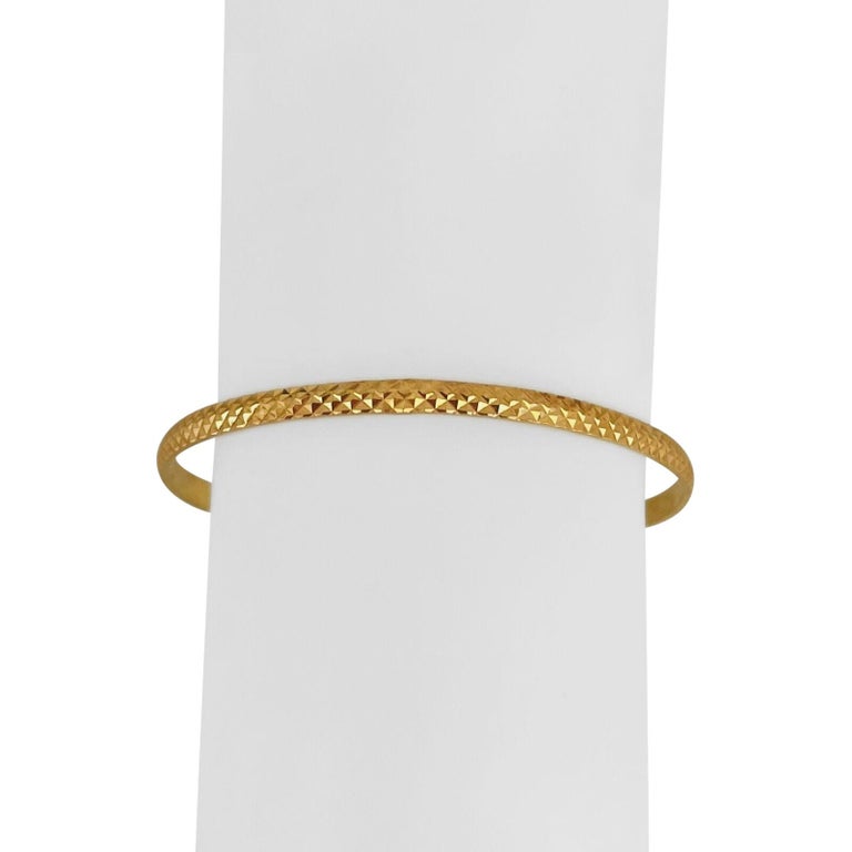 21 Karat Yellow Gold Solid Diamond Cut Sparkling Bangle Bracelet For ...