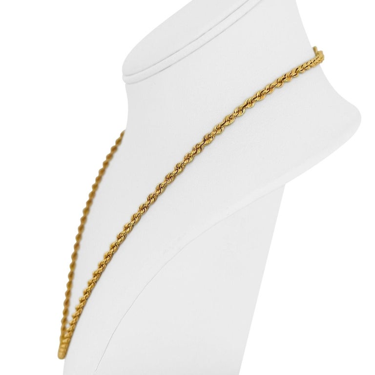 21 Karat Yellow Gold Solid Heavy Rope Chain Necklace For Sale at 1stDibs