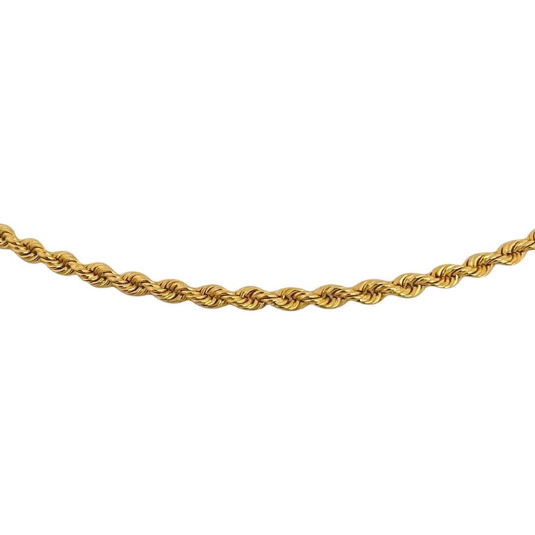 21 Karat Yellow Gold Solid Heavy Rope Chain Necklace For Sale at 1stDibs