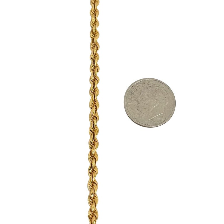 21 Karat Yellow Gold Solid Heavy Rope Chain Necklace For Sale at 1stDibs