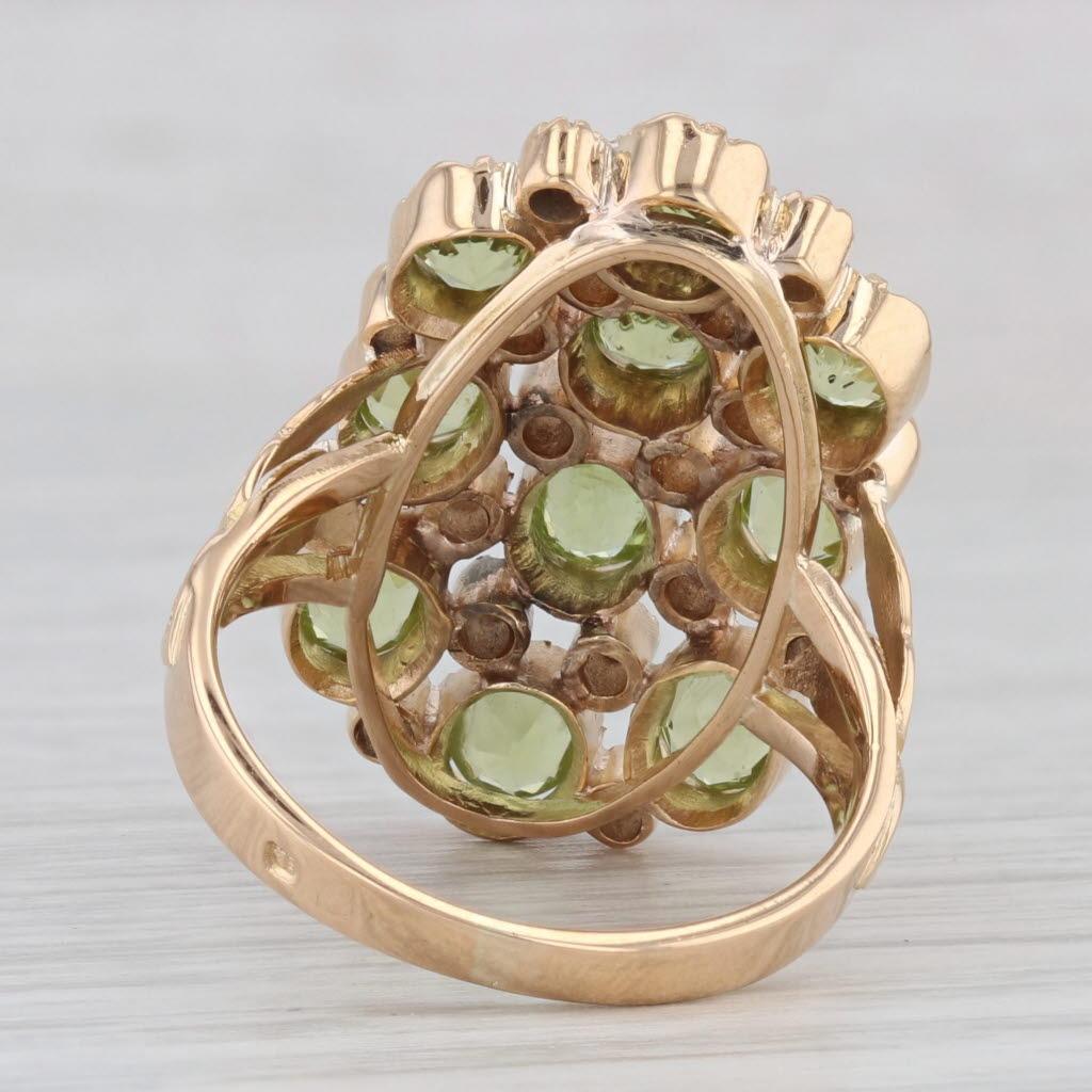 2.10ctw Peridot Diamond Cluster Cocktail Ring 800 Gold Size 6.25 For ...