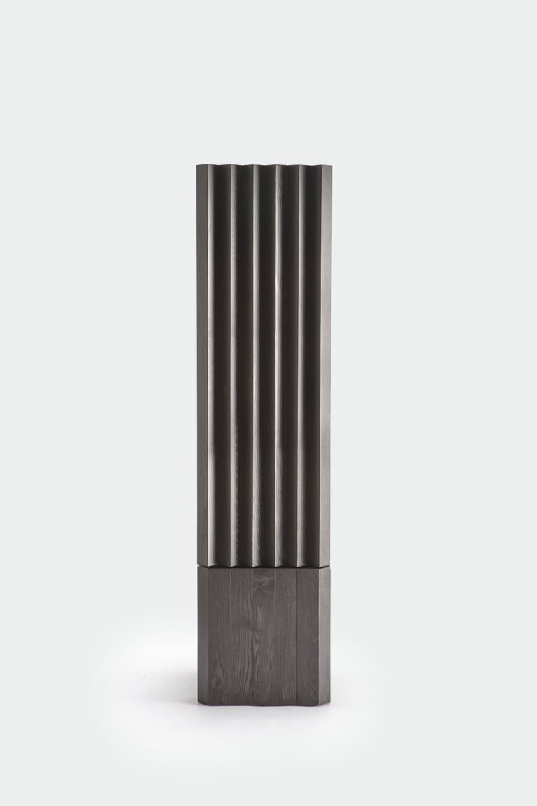 210.M3 Wood Column with Green Interiors by Cara Davide For Sale at 1stDibs