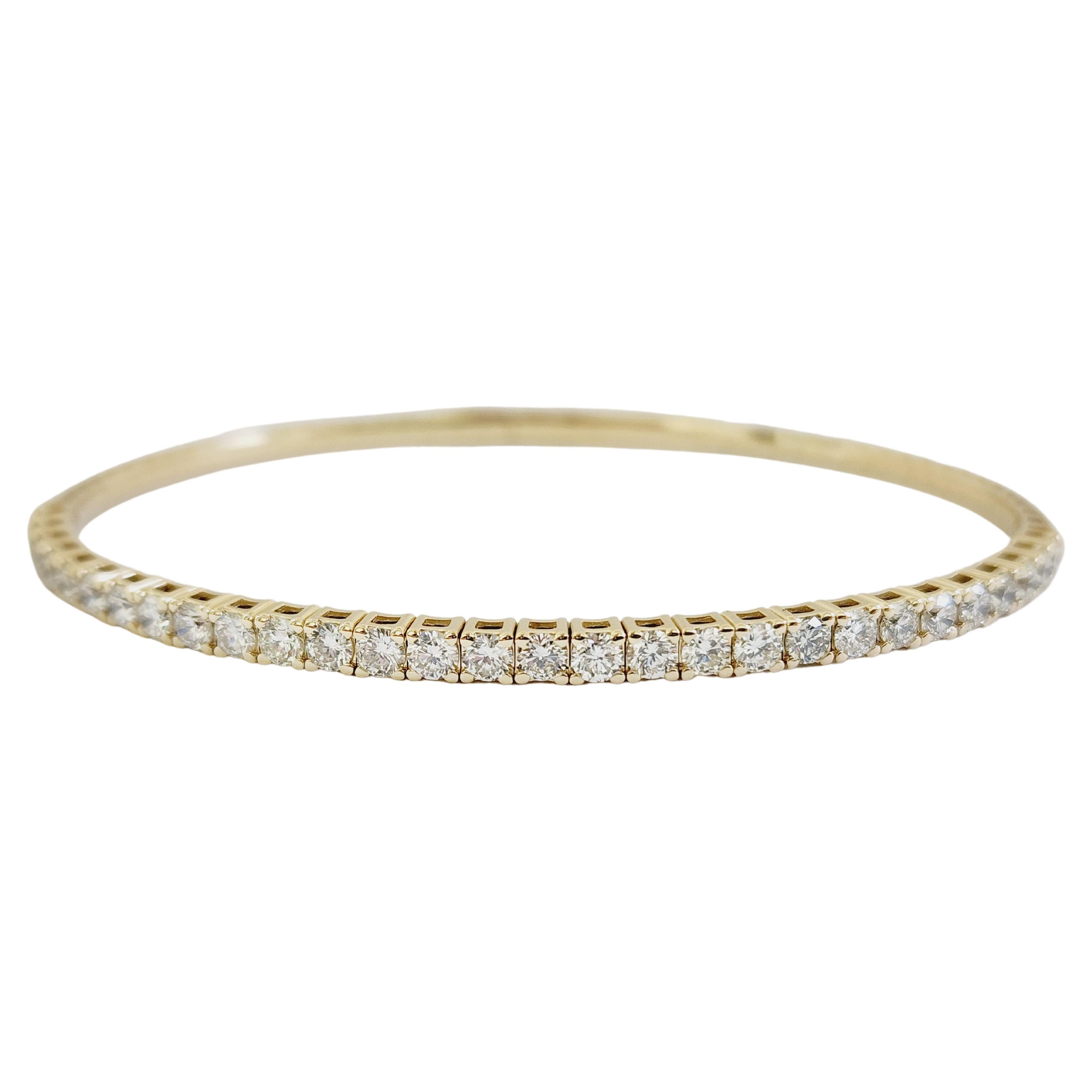 1.51 Carat Flexible Bangle Yellow Gold 14 Karat Tennis Bracelet For ...