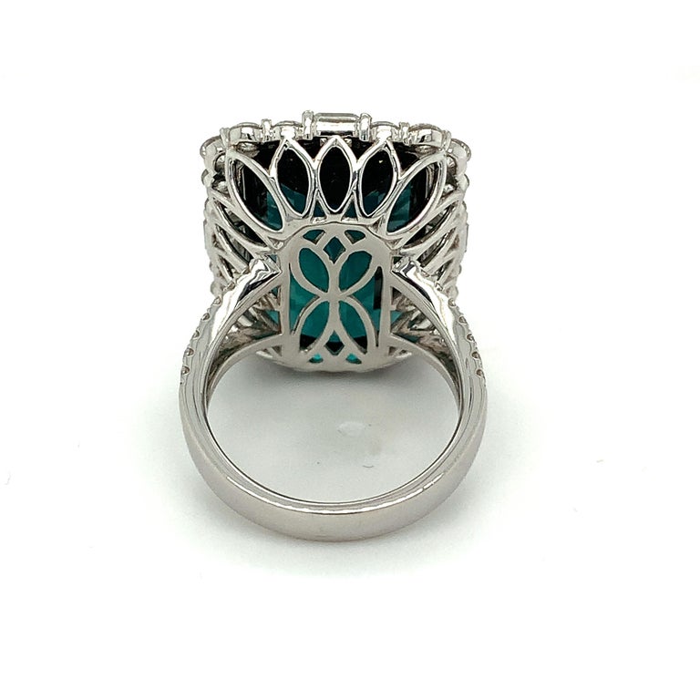 21.33 Carat Indicolite Tourmaline Diamond White Gold Cocktail Ring For ...