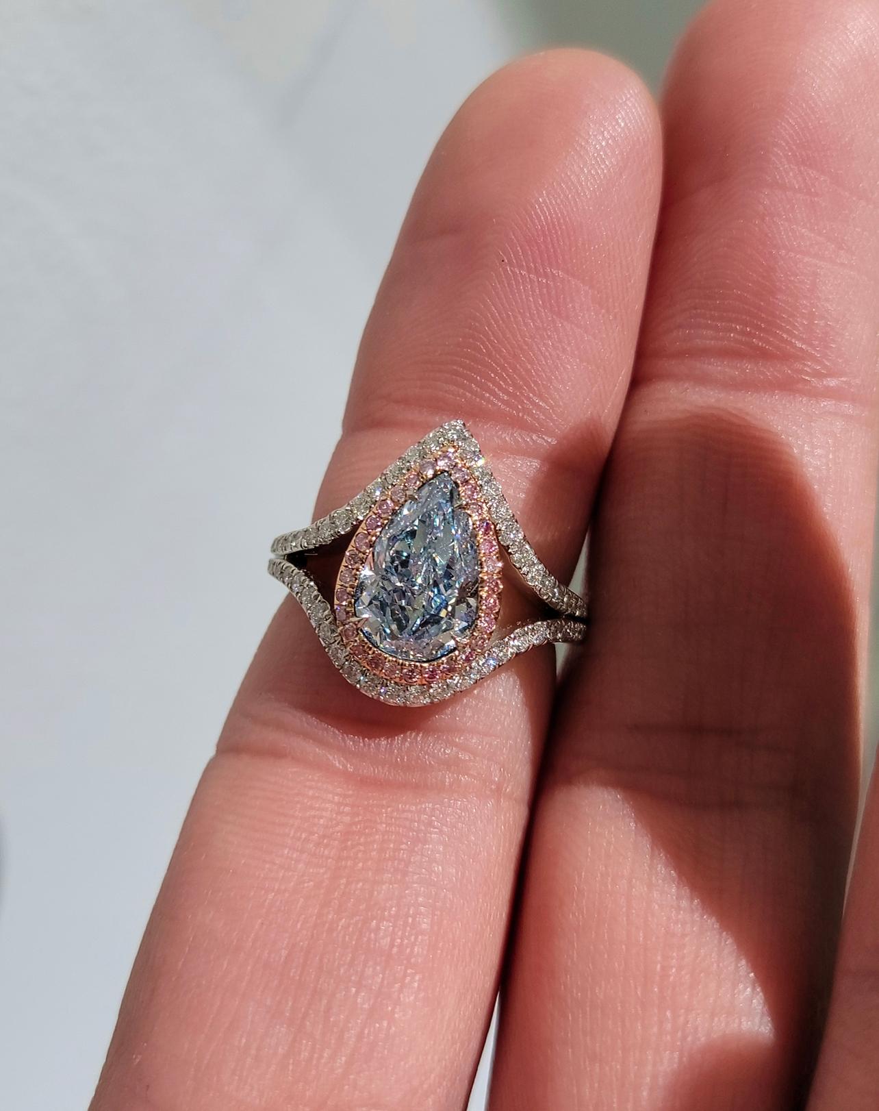 2.13ct Light Pear VVS2 GIA Ring For Sale at 1stDibs