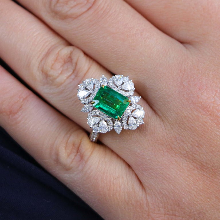 2.14 Carat Very Fine Emerald and Diamond Ring Transforms into Necklace ...