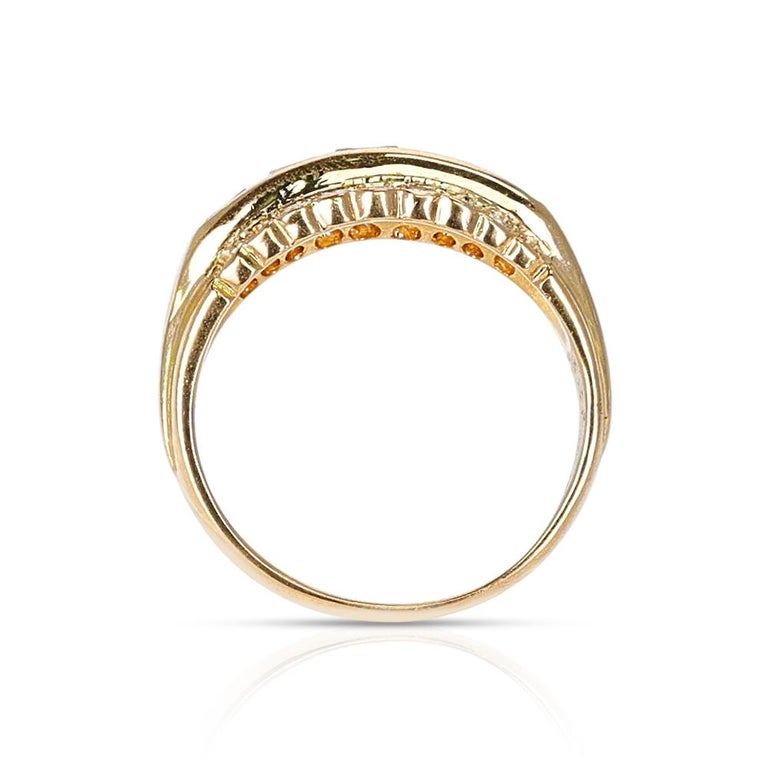 2.14 Cts. Five Rectangular Cut Diamond Band with Two Rows of Round ...