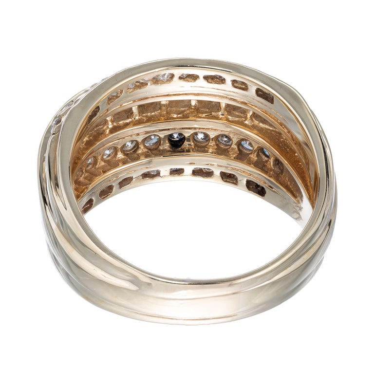 2.15 Carat 5-Row Channel Set Princess Round Diamond Gold Dome Cocktail ...