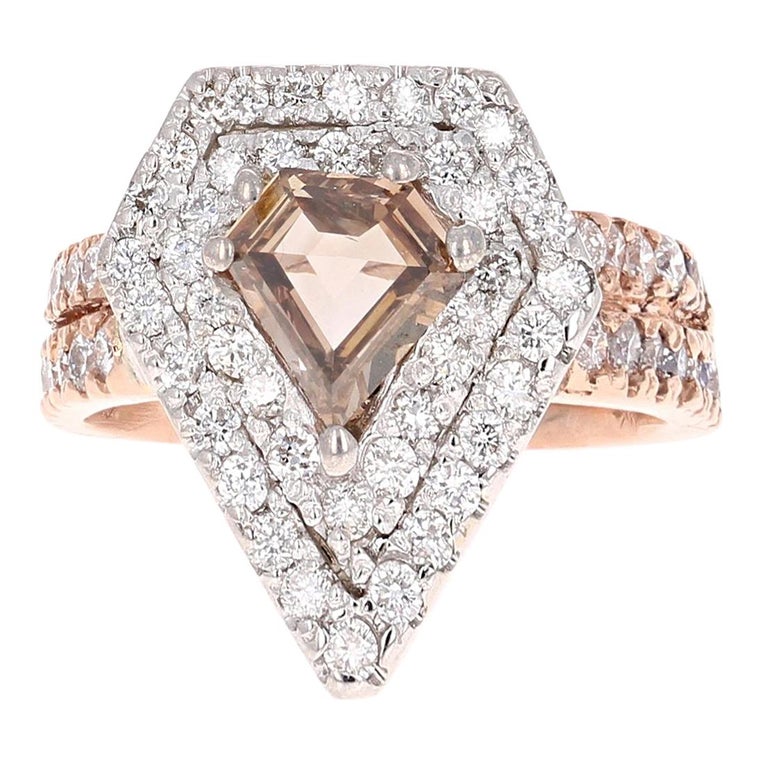 2.15 Carat Fancy Diamond Cut Diamond Rose Gold Engagement Ring For Sale ...