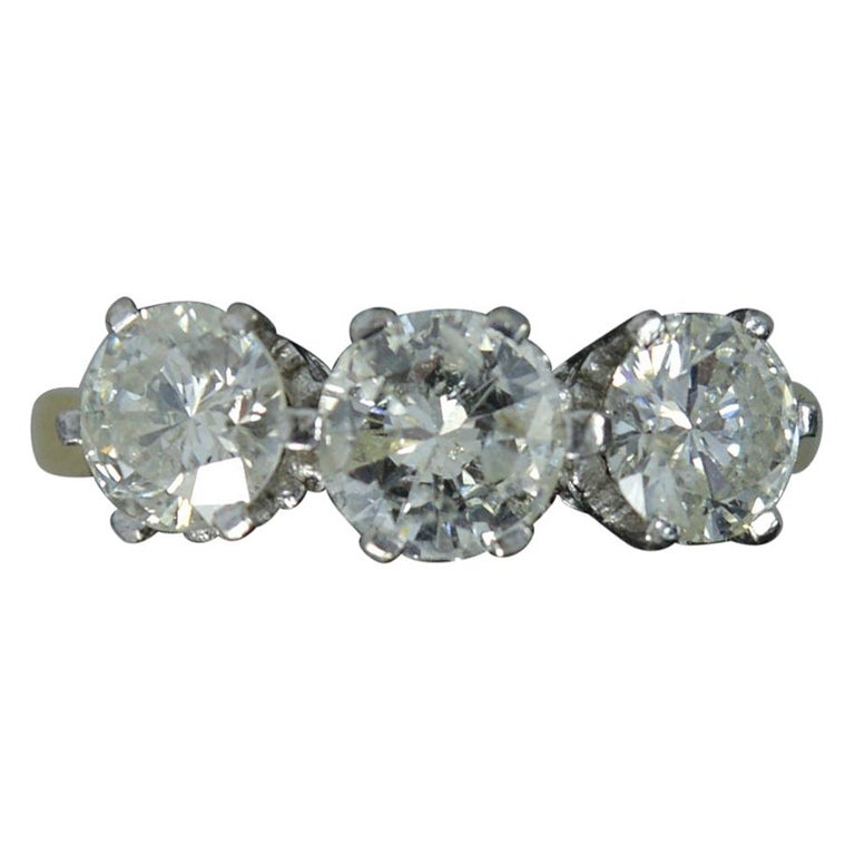 Bague trilogie en or 18 carats avec diamants naturels de 2,15 carats ...