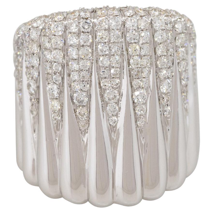 2.15 Carat Wide Ribbed Pave Diamond Ring 18 Karat In Stock For Sale at ...