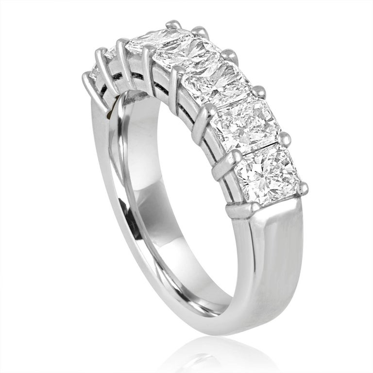 2.15 Carats Radiant Cut Diamond Platinum Half Band Ring For Sale at 1stDibs