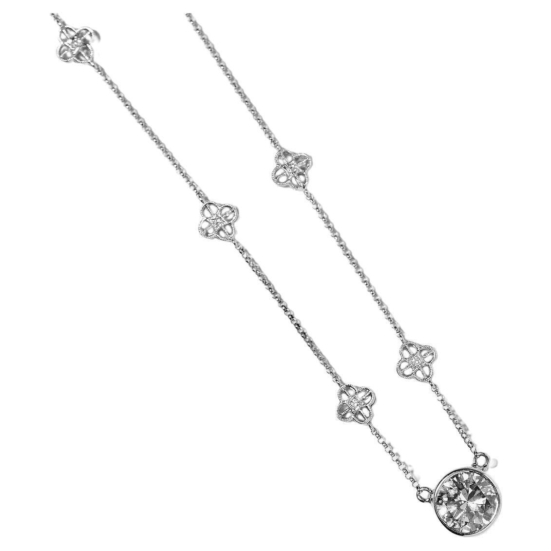 Chanel 18k White Gold 2.20 Ct Diamond Globe Necklace at 1stDibs