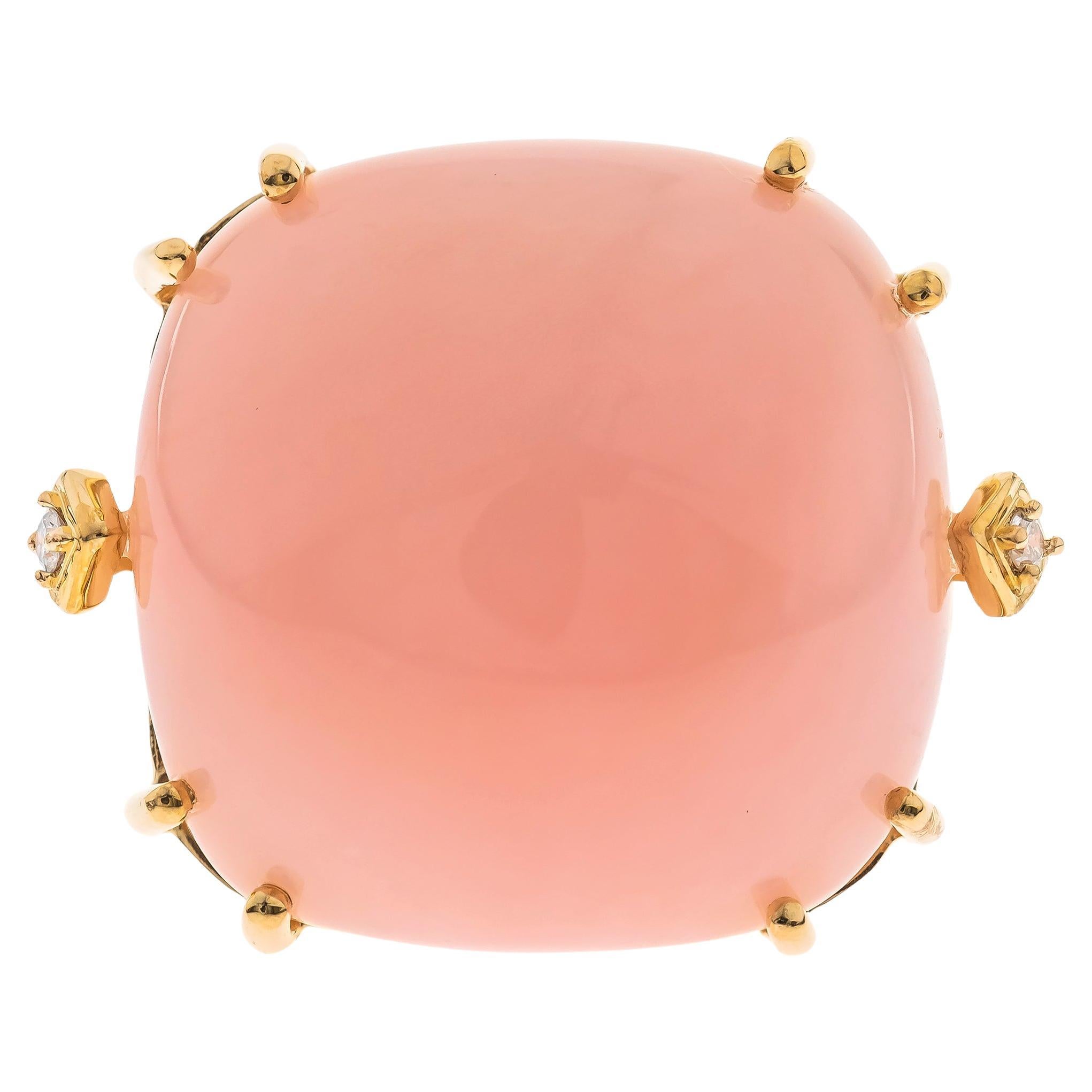 Oval Cab Pink Opal, Oval-Cut Pink Sapphire Diamond Accents 14K Yellow ...