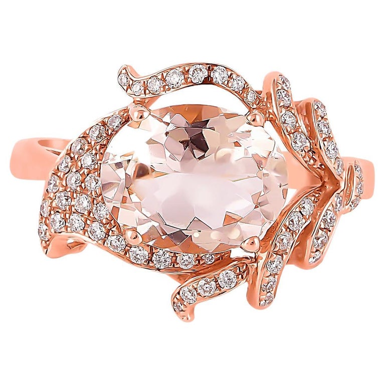 2.17 Carat Morganite and Diamond Ring in 18 Karat Rose Gold For Sale at ...