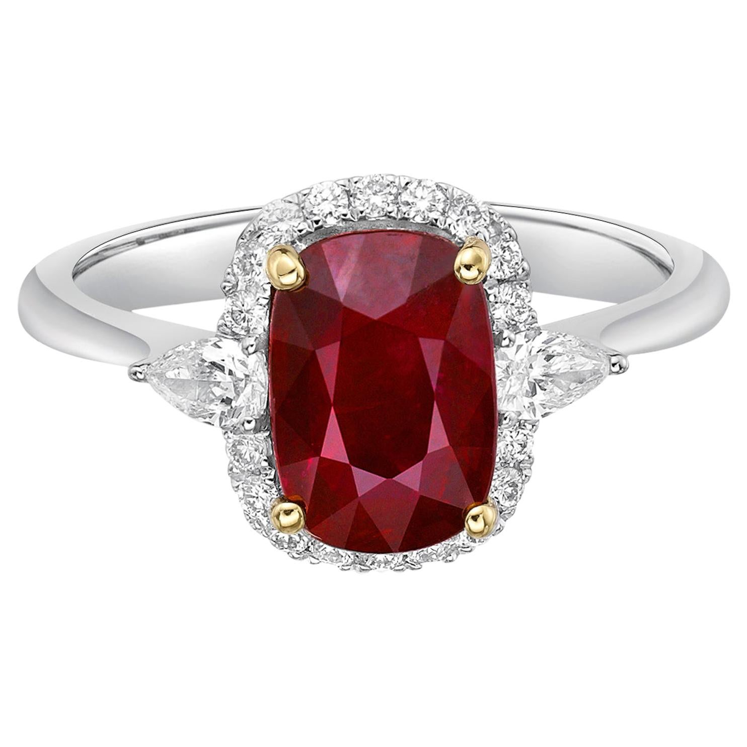 Purplish Red Cushion Cut Ruby Ring at 1stDibs | purple ruby ring