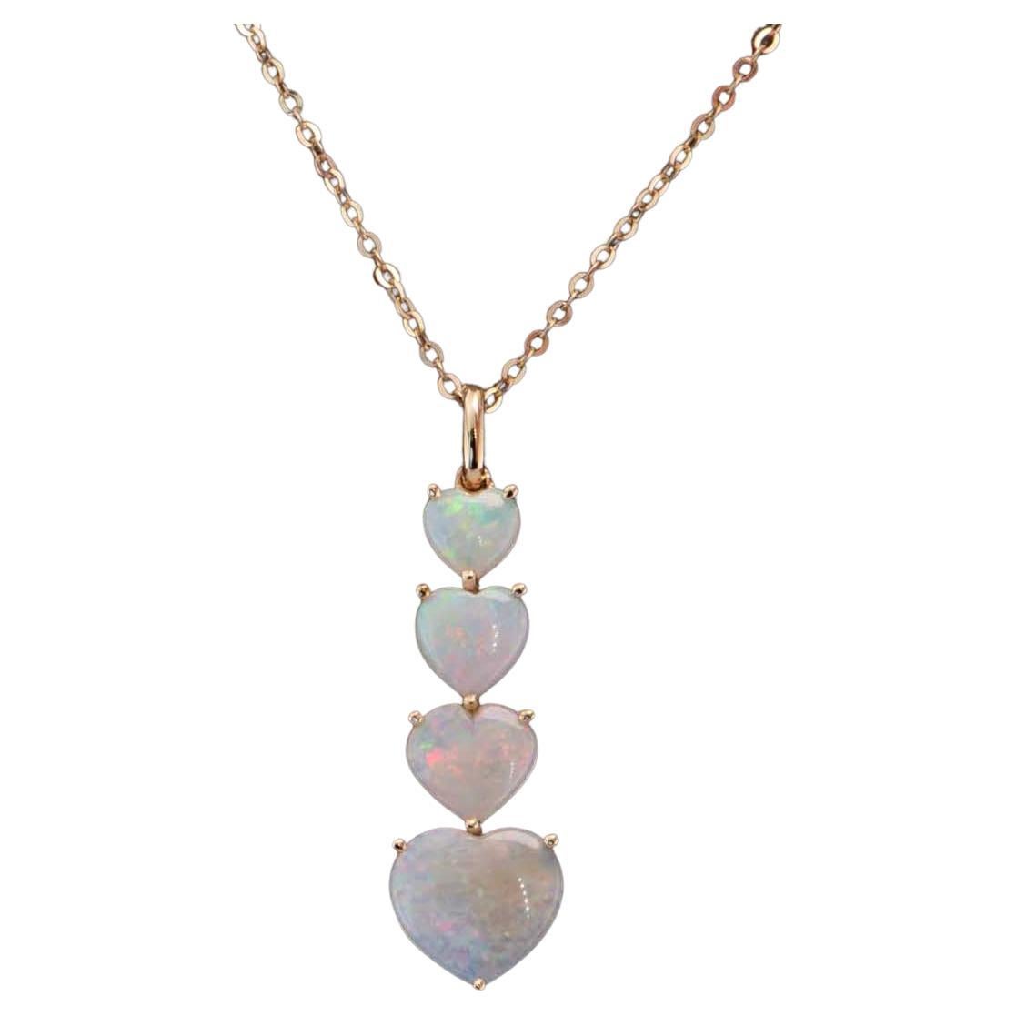 2.1ct Solid Australian Opal Heart Journey Pendant 14K Gold For Sale at ...