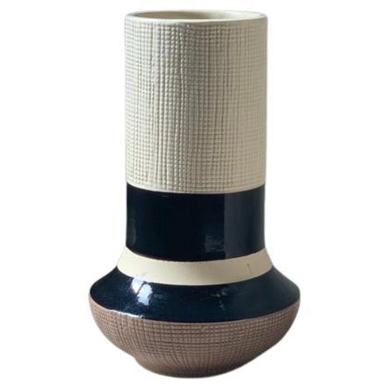 21st Century Ribbed Ceramic Vase For Sale at 1stDibs