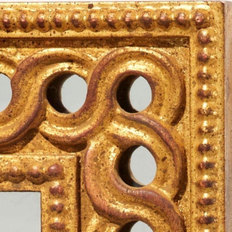 21st C., Unusual Rectangular Wall Mirror, Pierced Gilt Frame Over ...