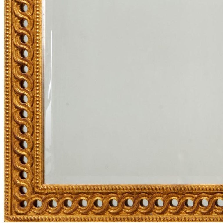 21st C., Unusual Rectangular Wall Mirror, Pierced Gilt Frame Over Beveled Glass at 1stDibs