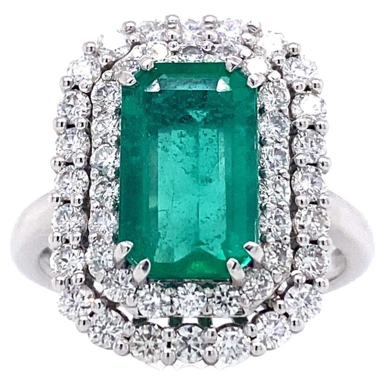 21st Century 18 Karat White Gold 6-Carat Octagon-Cut Emerald and ...
