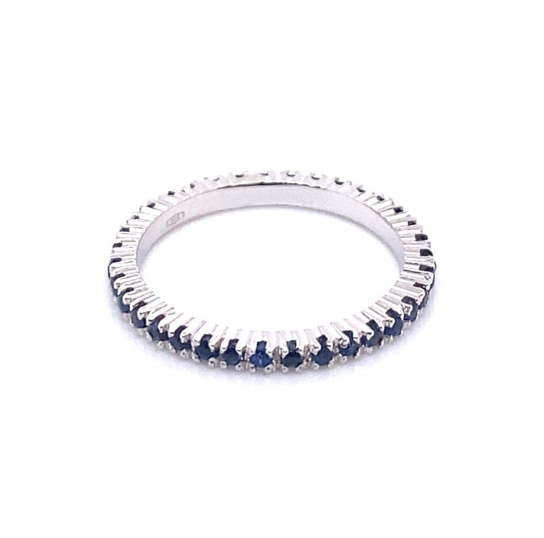 21st Century 18 Karat White Gold and Blue Sapphire Eternity Ring For ...