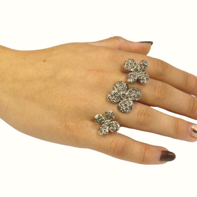 21st Century 9 Karat Gold Rose-Cut Diamond Double Open Shank Cocktail ...