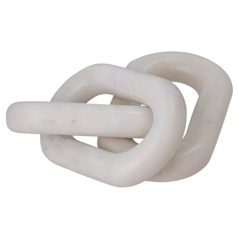 21st Century Abstract Modern Organic White Marble Interwoven Ring ...