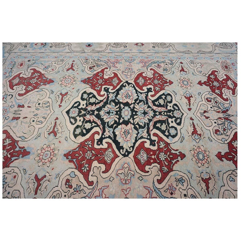 21st Century Persian Sultanabad 10x14 Ivory, Blue, and Red Handmade ...