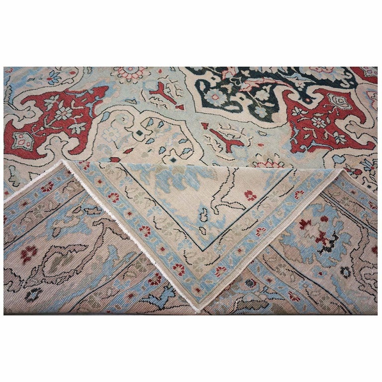 21st Century Persian Sultanabad 10x14 Ivory, Blue, and Red Handmade ...