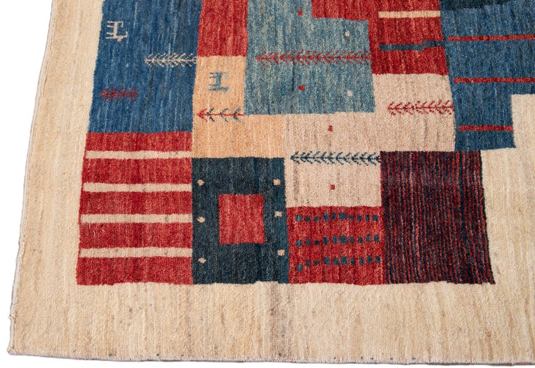 21st Century All-Over Geometric Multicolored Persian Gabbeh Carpet For ...