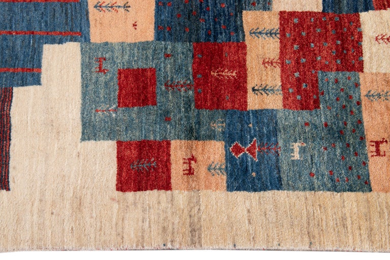 21st Century All-Over Geometric Multicolored Persian Gabbeh Carpet For ...