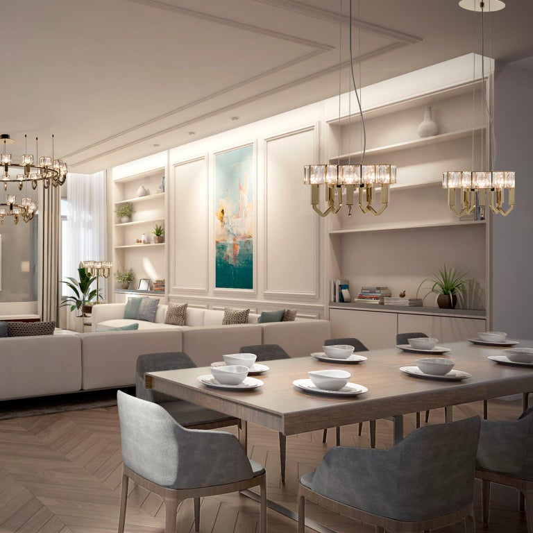 21st Century Angie Crystal and Gold Chandelier by Roberto Lazzeroni For ...