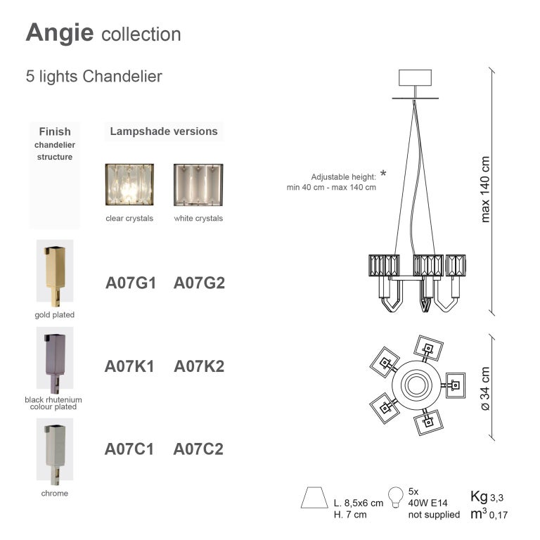 21st Century Angie Crystal and Gold Chandelier by Roberto Lazzeroni For ...