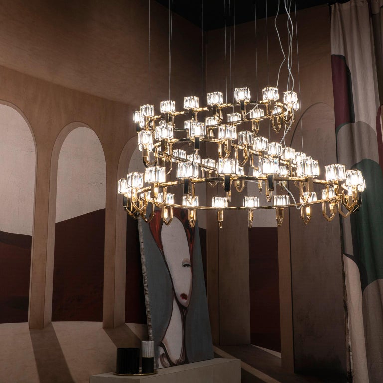 21st Century Angie Crystal and Gold Chandelier by Roberto Lazzeroni For ...