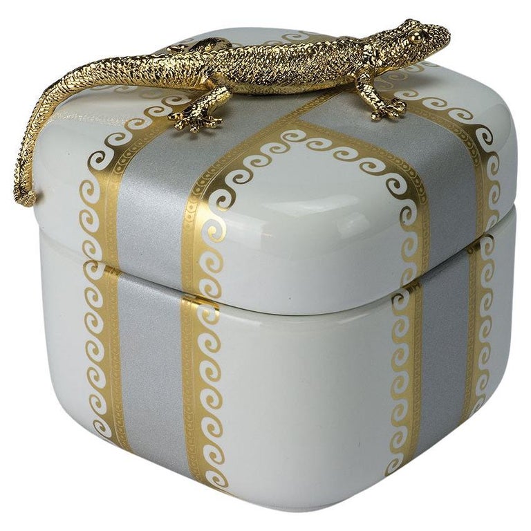 21st Century, ANIMAL BOX COLLECTION - Porcelain box with golden bronze ...