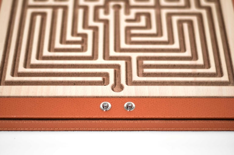 21st Century Arianna Labyrinth Game Set in Wood and Leather Handmade in ...