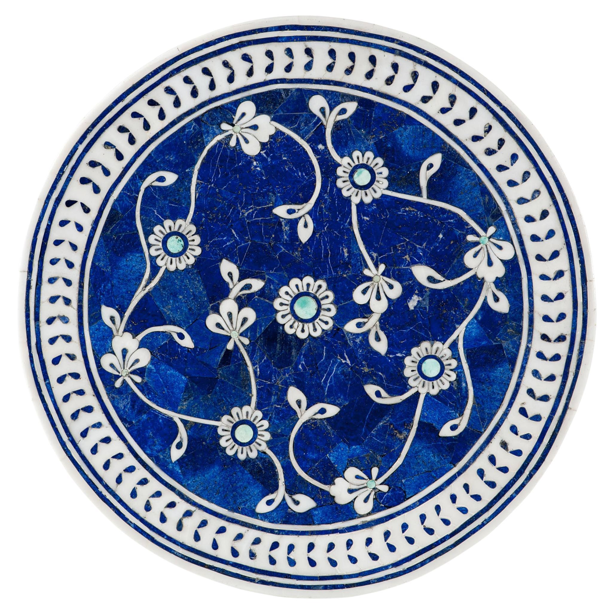 21st Century Art Iznik Lapis Jade Turquoise Semi Precious Inlay Mosaic ...