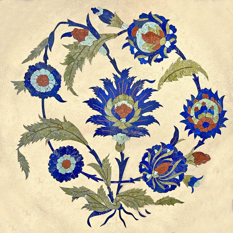 21st Century Art Iznik Lapis Turquoise Onyx Jade Semi Precious Inlay ...