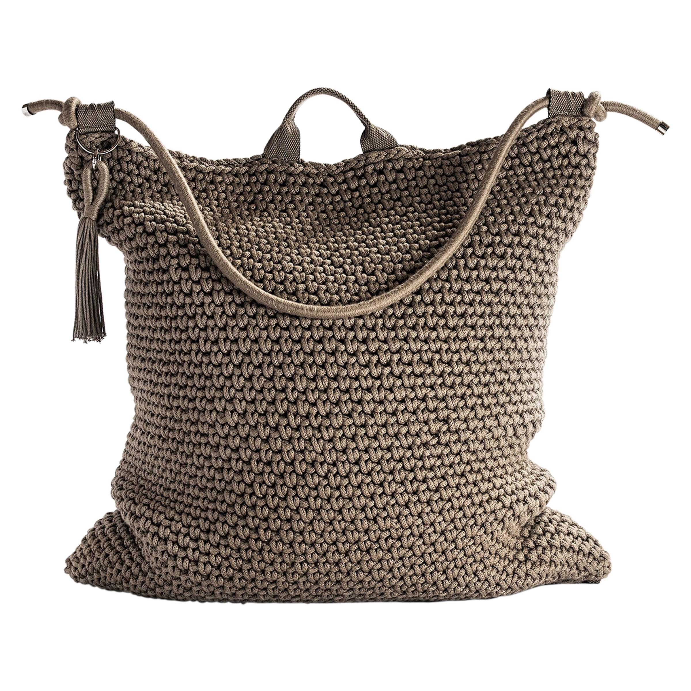 Brown Beige Outdoor Indoor Bag Cushion Handmade Crochet in UV Protected ...